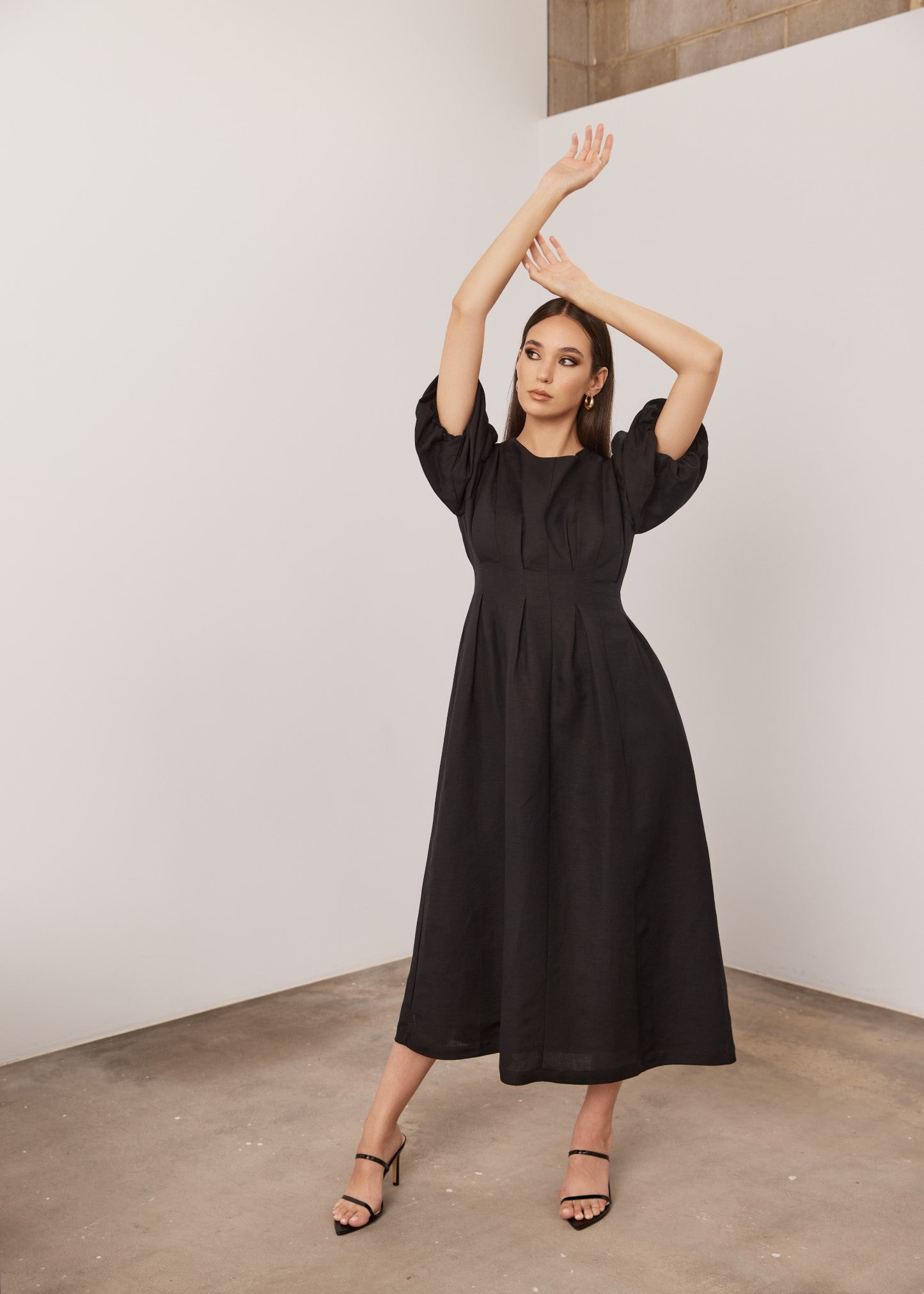 Air - Black Puff Sleeve Linen Maxi Dress – Modi The Label